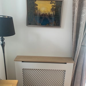 Custom Radiator Cover With Decorative Panel and Oak Top. - Etsy