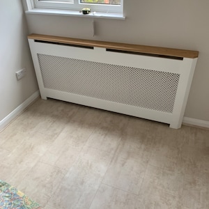 Custom Radiator Cover With Mitred Corners, Decorative Panel and Oak Top ...