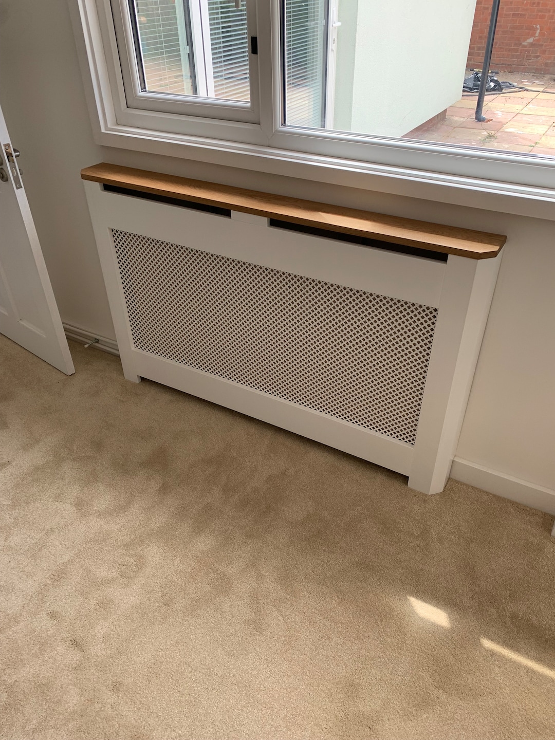 Custom Radiator Cover With Mitred Corners, Decorative Panel and Oak Top ...