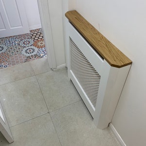 Custom Radiator Cover With Mitred Corners, Decorative Panel and Oak Top ...