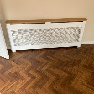 Custom Radiator Cover With Mitred Corners, Decorative Panel and Oak Top ...