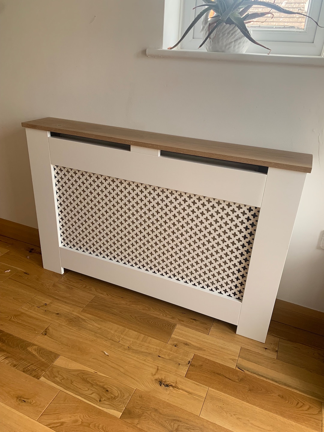 Custom Radiator Cover With Decorative Panel and Oak Top. - Etsy