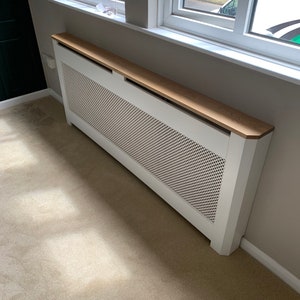 Custom Radiator Cover With Mitred Corners, Decorative Panel and Oak Top ...