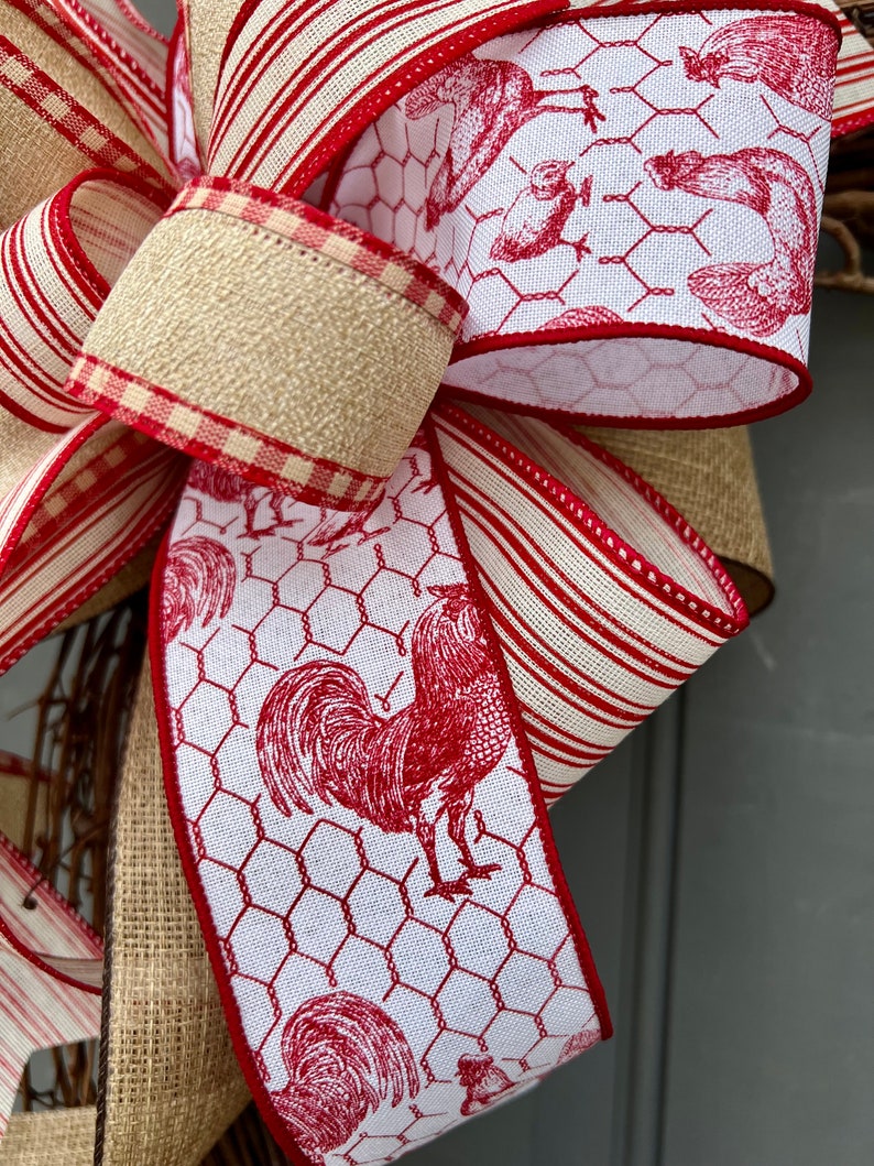 Rooster Chicken Wire Country Cottage Bow for Wreath Rustic - Etsy