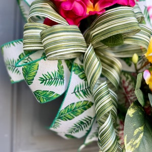 Aloha Wreath for Front Door, Hawaiian Floral Everyday Greenery Wreath ...