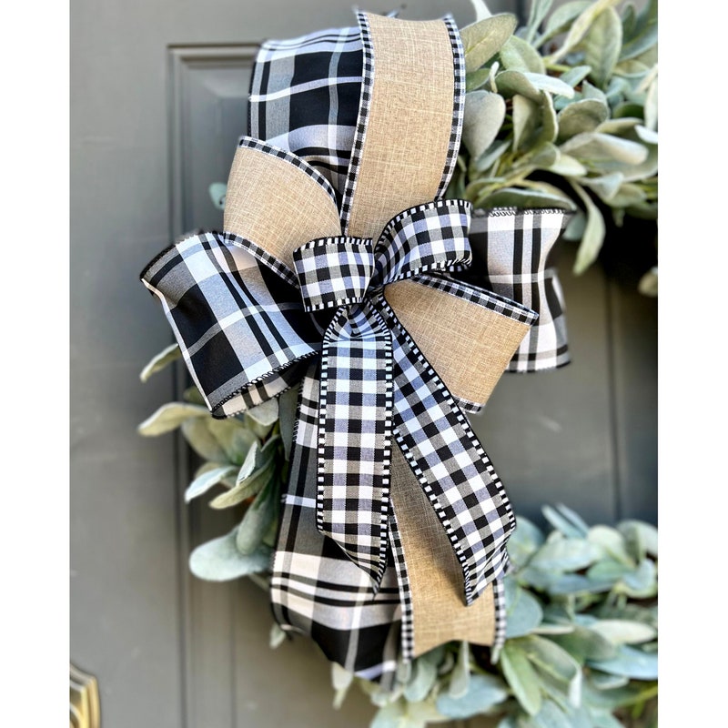 Black and White Plaid Bows - Etsy