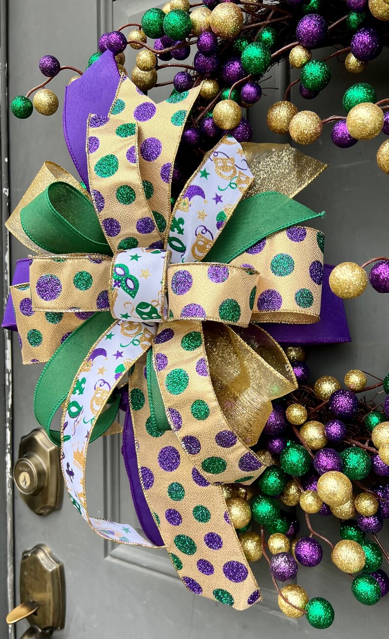 Mardi Gras Polka Dot and Jester Bow for Wreath Lantern or - Etsy
