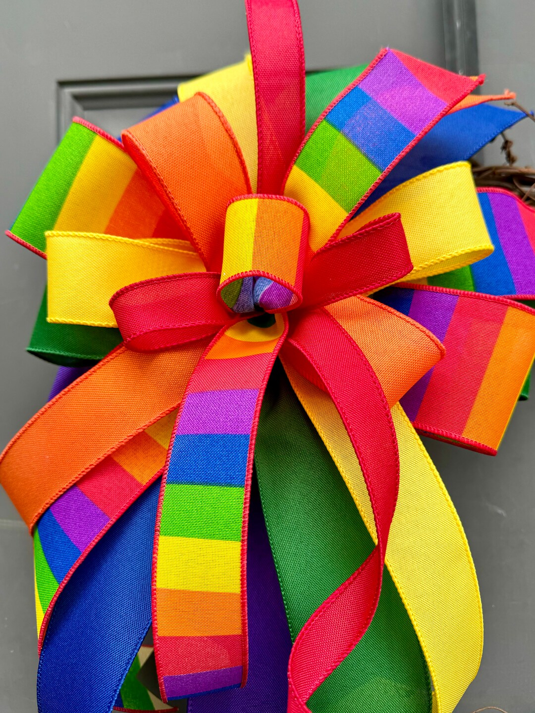 Rainbow Pride Decor Bow: Wired Ribbon for Wreath, Lantern, Mailbox - Etsy