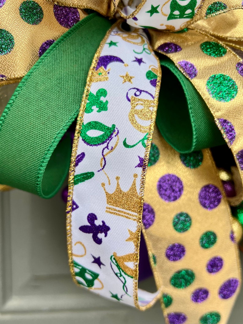 Mardi Gras Polka Dot and Jester Bow for Wreath Lantern or - Etsy
