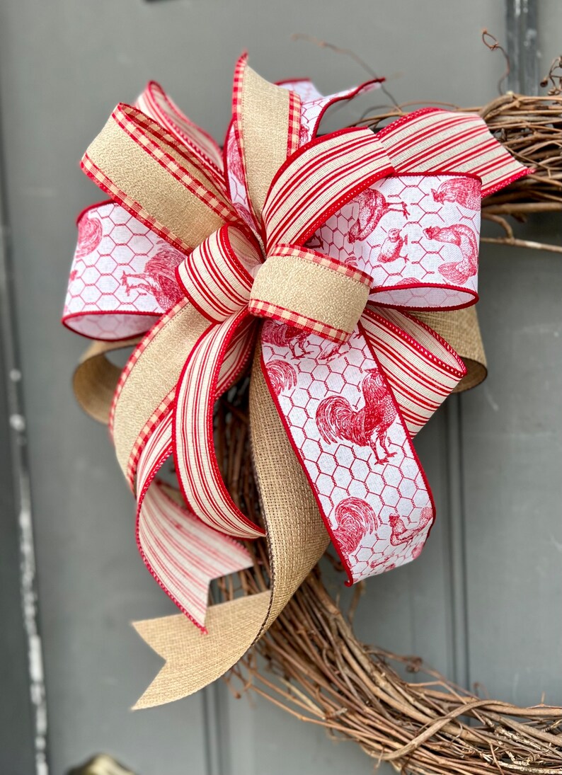 Rooster Chicken Wire Country Cottage Bow for Wreath Rustic - Etsy