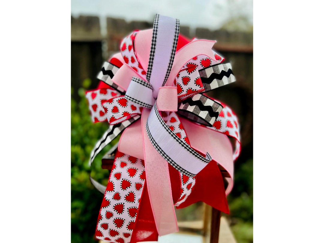 Valentines Day Wreath Bow, Valentine Bow for Lantern Mailbox Bannister ...