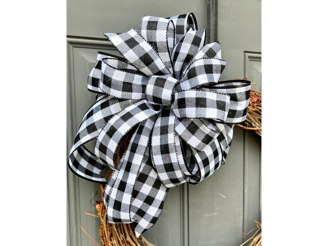Farmhouse Buffalo Plaid Bow For Lantern Wreath Staircase Or Mailbox