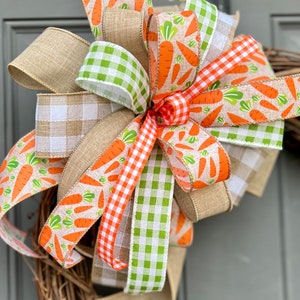 Carrots Buffalo Check Wreath Bow, Carrots and Gingham Neutral Country ...