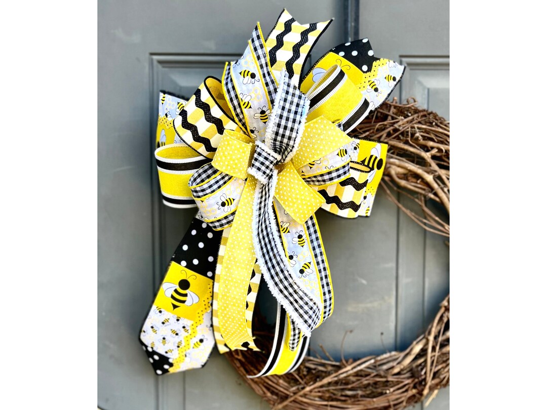Bumble Bee Bow: Yellow Jacket Decor With Designer Ribbons - Etsy
