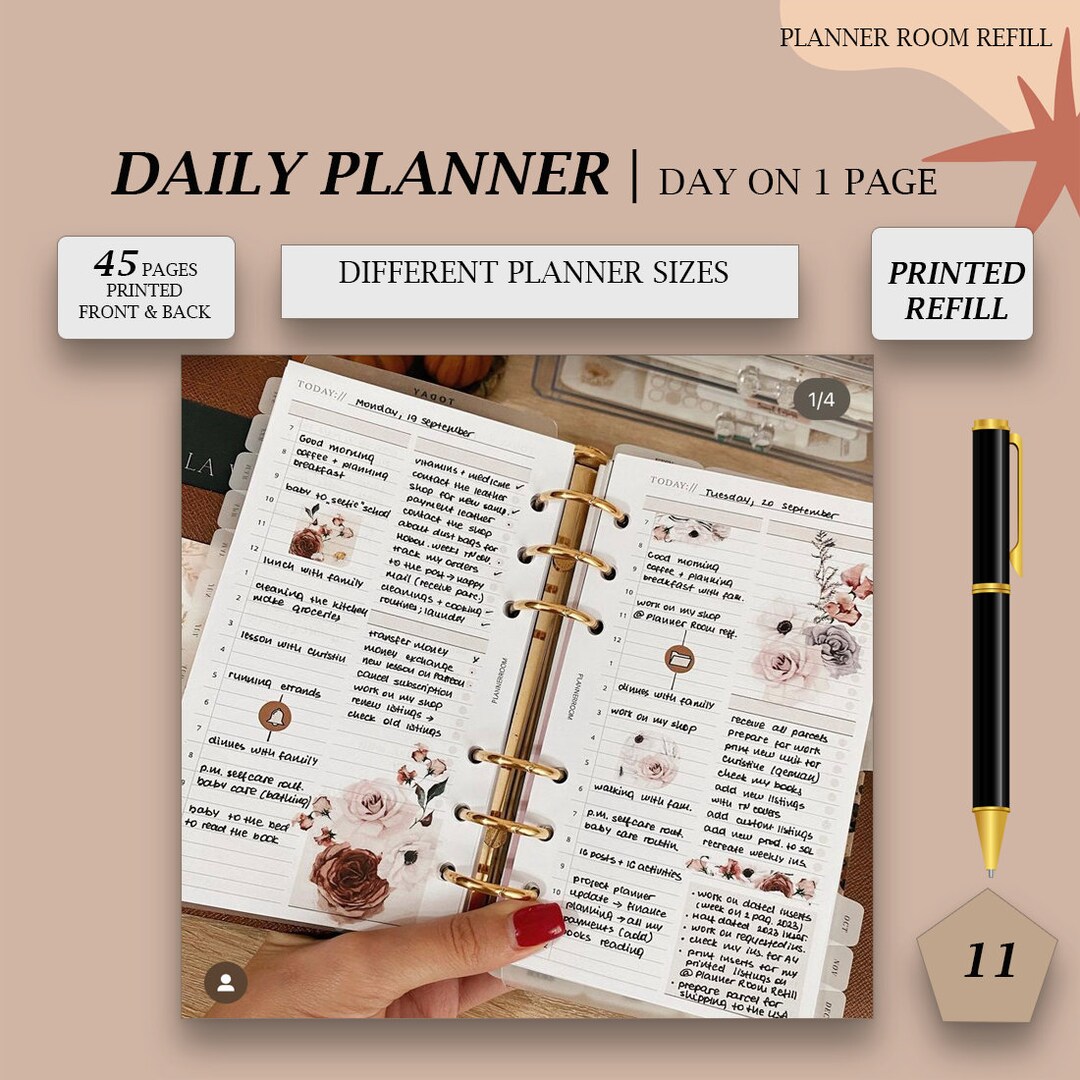 PRINTED Daily Planner Refill, Productivity Planner, Daily to Do List ...