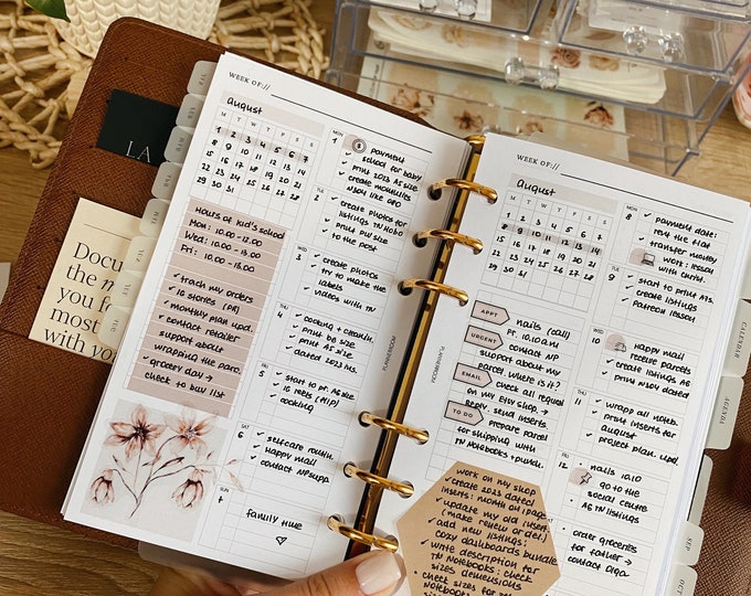 PRINTED Personal Weekly Planner Inserts, Weekly Undated Minimalist ...