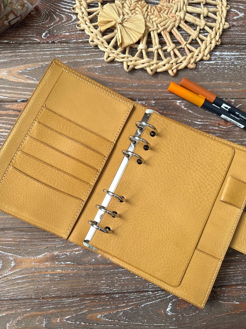 Luxury Leather Planner Cover – A5, Personal, Pocket Rings – Handmade ...