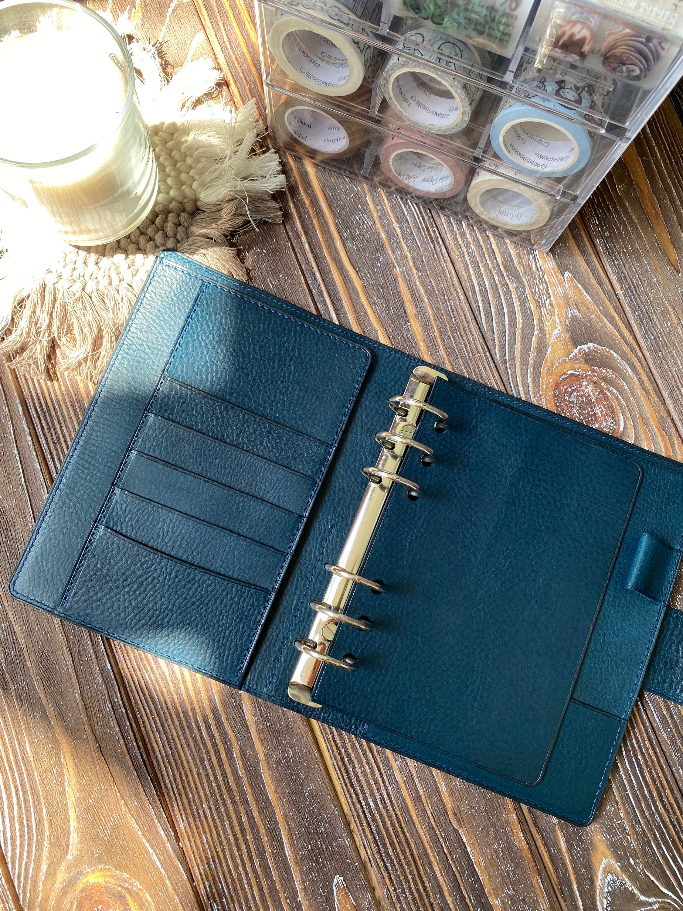 Leather 6-rings Planner Cover, Binder Handmade Genuine Leather Cover ...