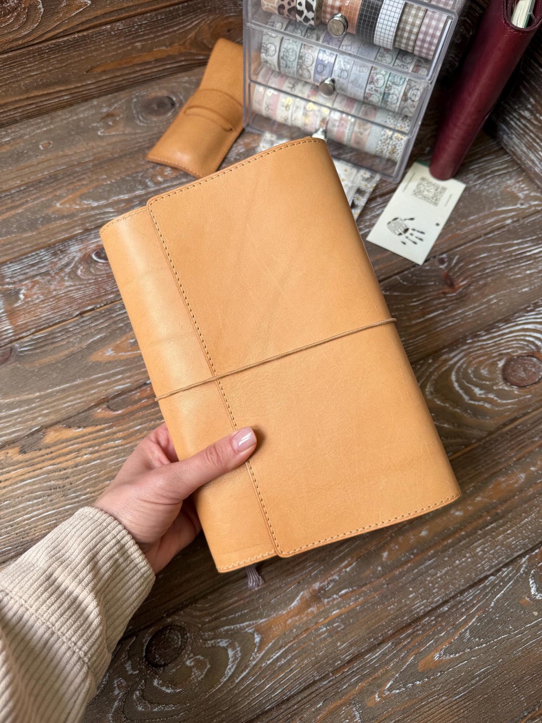 Trifold Leather Cover, Tri-fold Handmade Leather Journal, Refillable ...