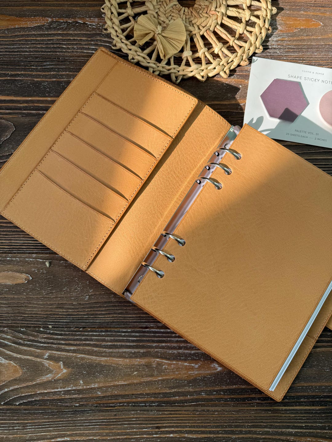 A5 Rings Planner Cover, 6 Rings Binder Handmade Genuine Leather Cover ...