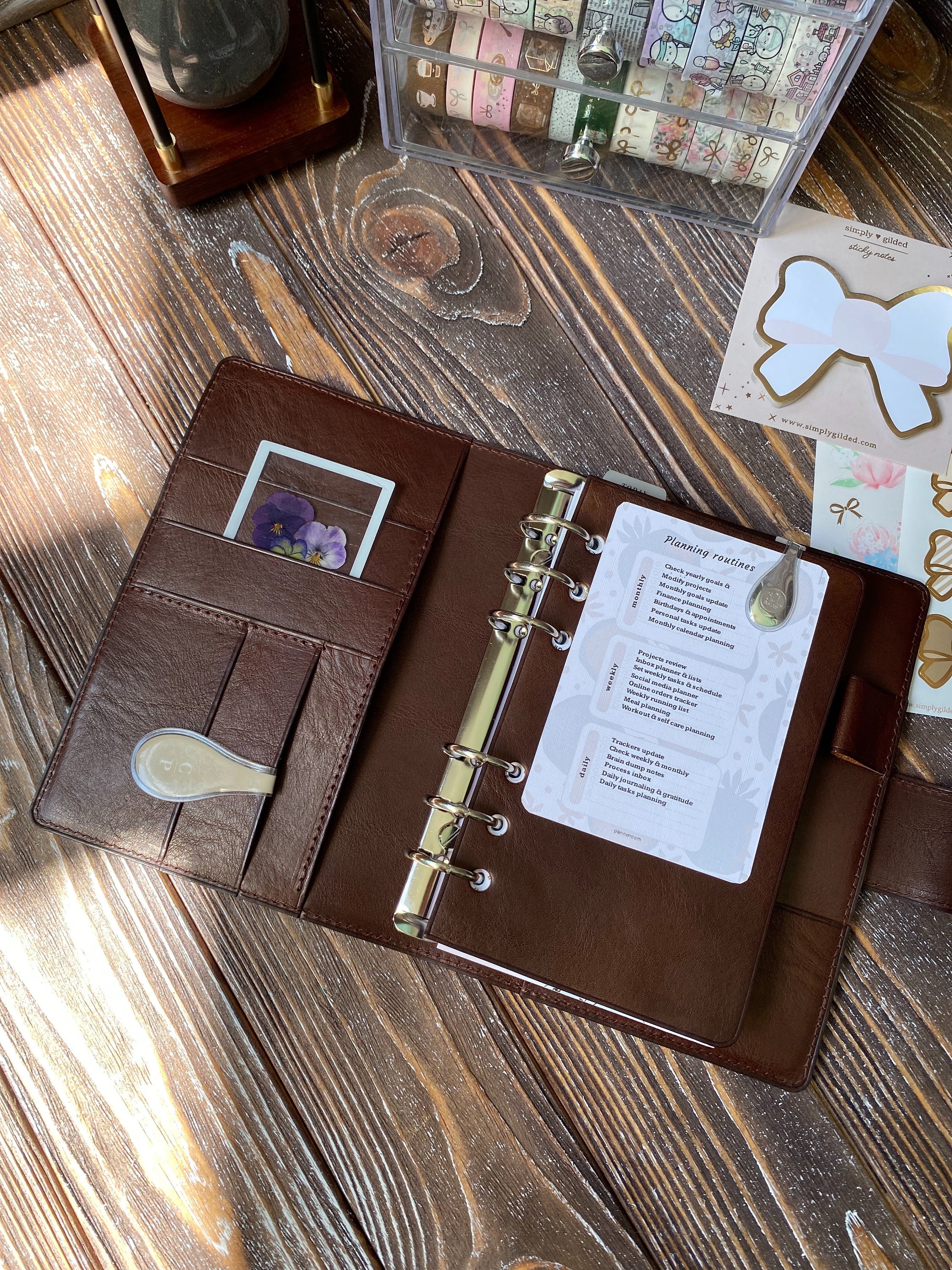 Filofax Style Leather Planner Cover – A5, Personal, Pocket Rings ...