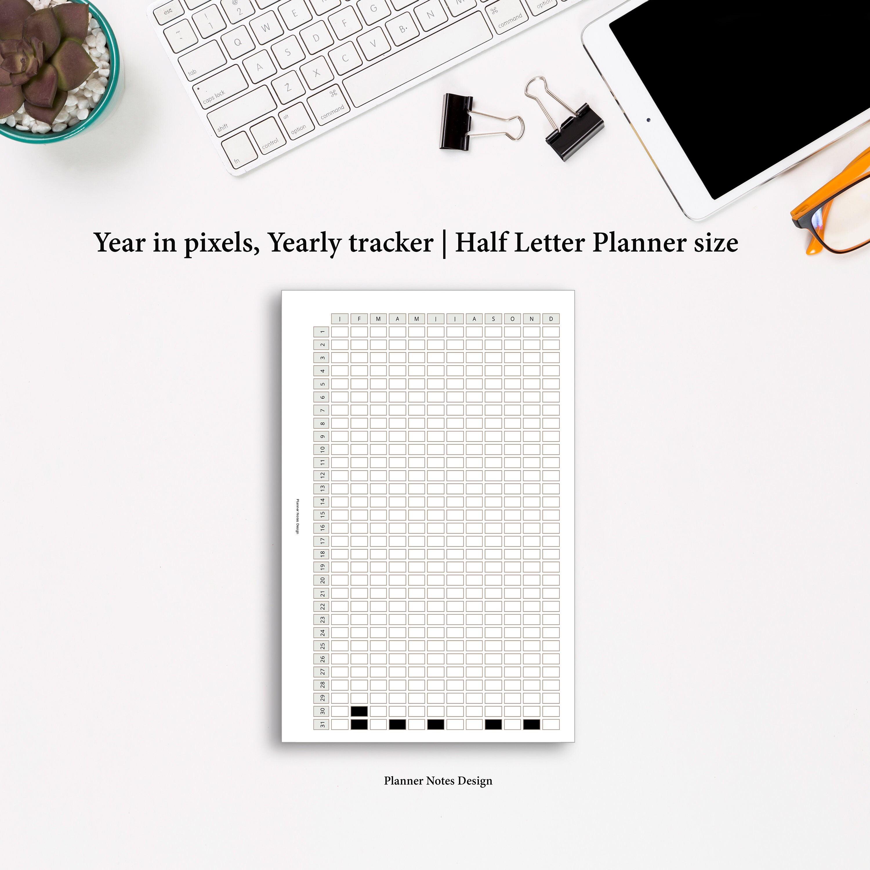 Un año en píxeles imprimibles / tamaño de media letra / | Etsy