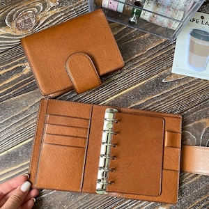 A7, Pocket 6 Rings Leather Binder, Filofax Pocket Planner, A7 3 Rings ...