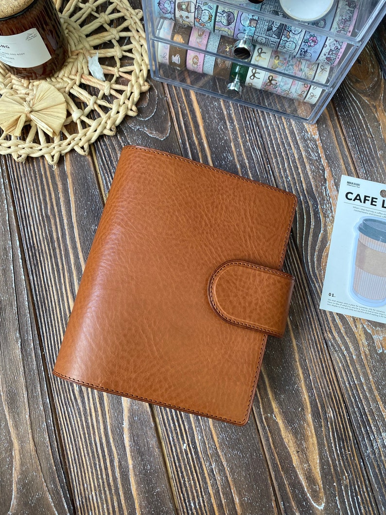 Personal WIDE 6 Ring Binder, Leather Cover Journal, Can Be Used for ...