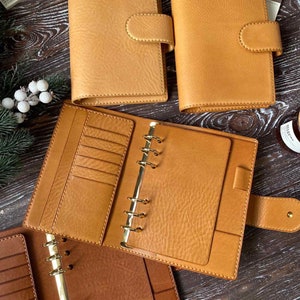 Personal Rings Planner Cover, Binder Handmade Genuine Leather Cover ...