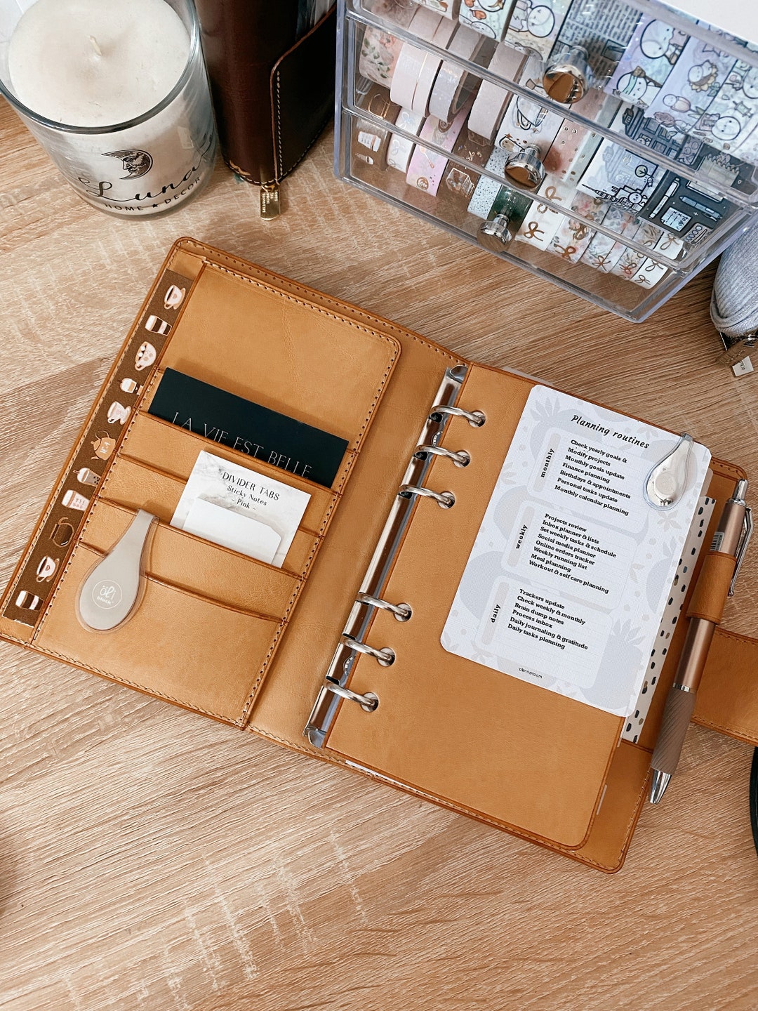 Personal Rings Planner Cover, Binder Handmade Genuine Leather Cover ...