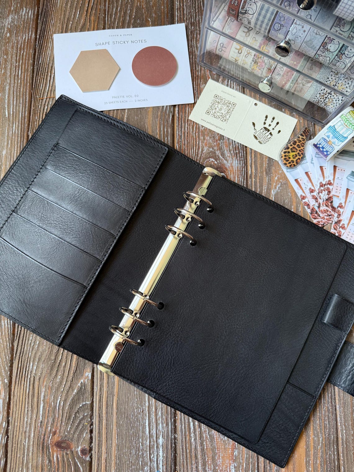 A5 Rings Planner Cover, 6 Rings Binder Handmade Genuine Leather Cover ...