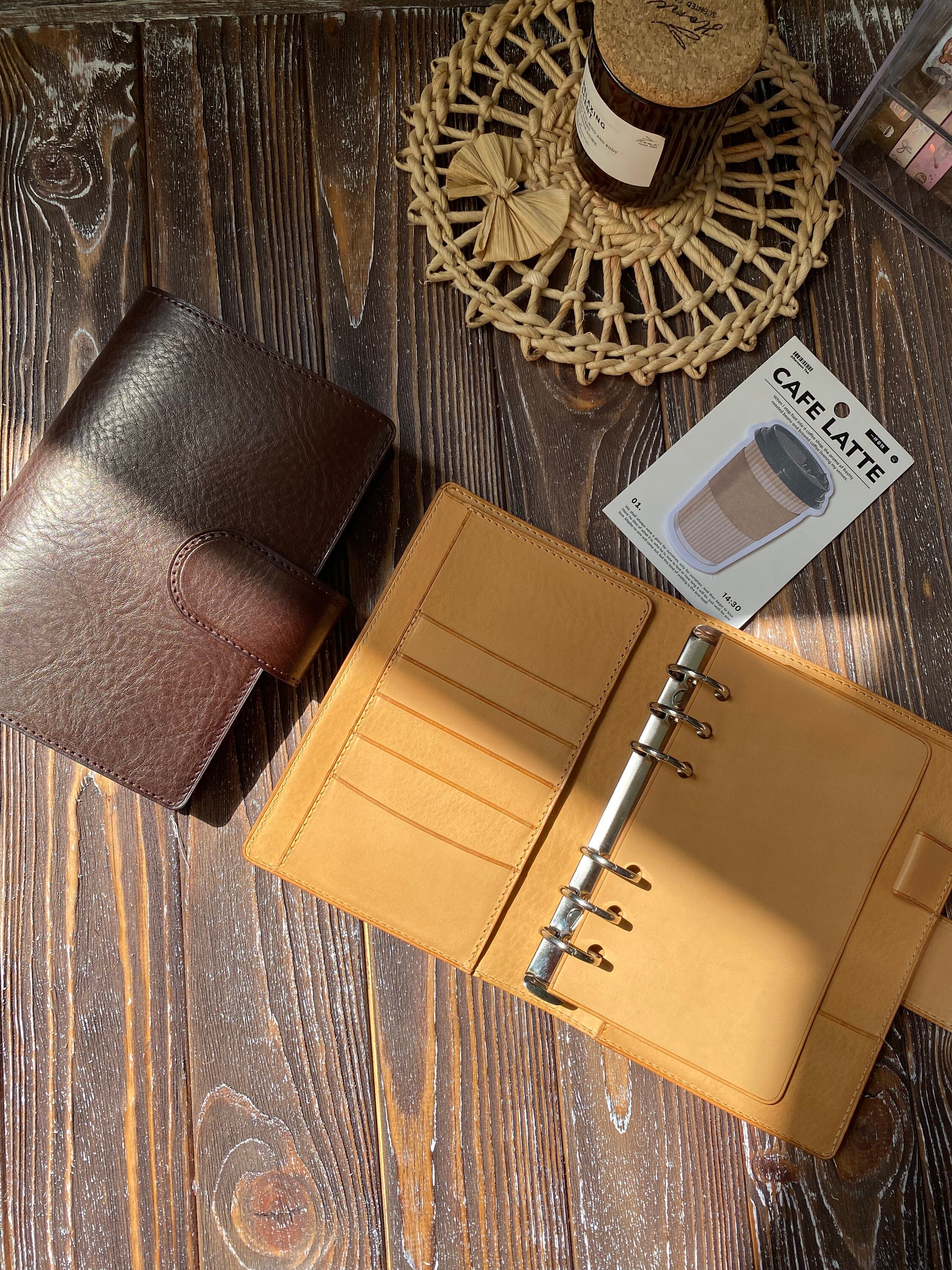Leather 6-rings Planner Cover, Binder Handmade Genuine Leather Cover ...