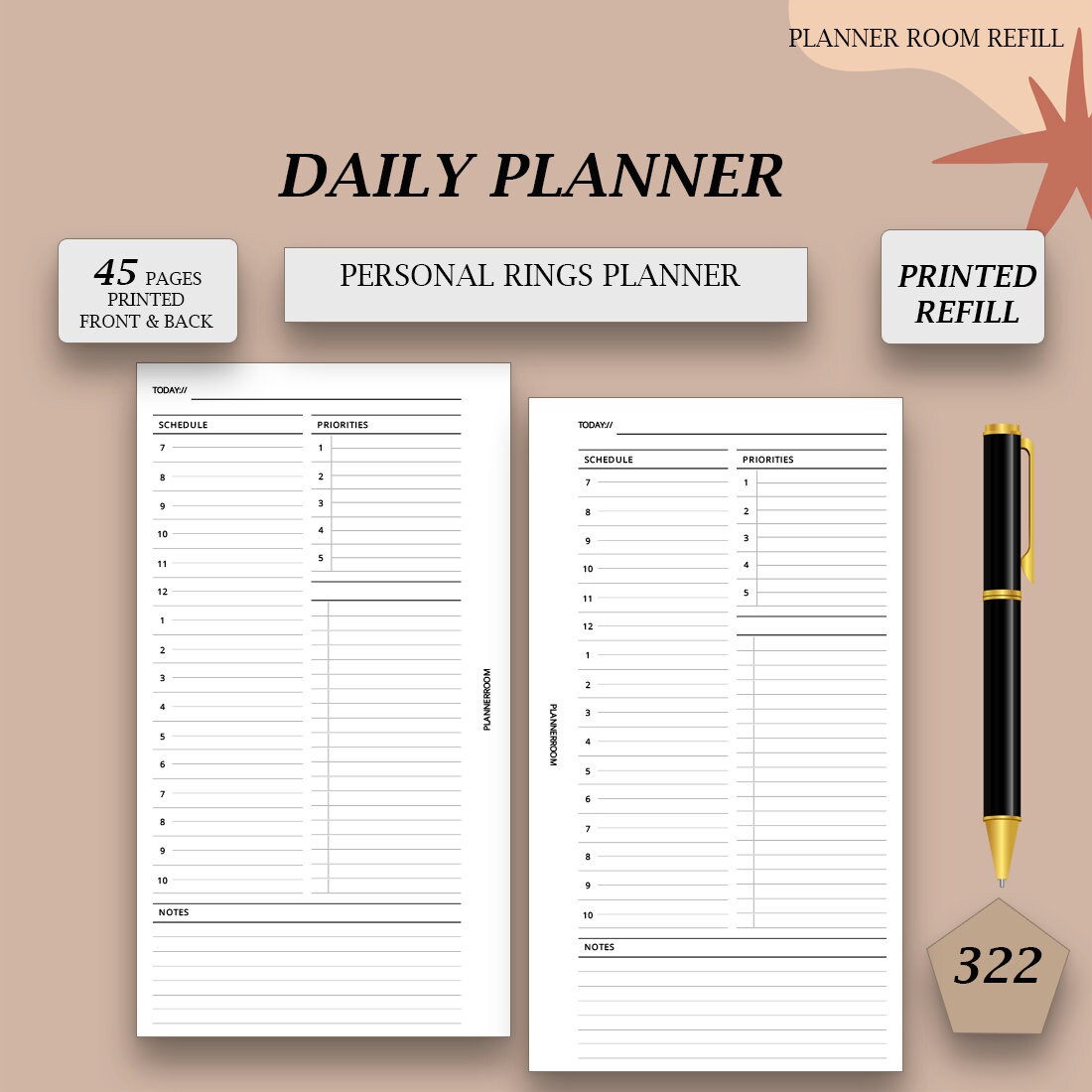 PRINTED Personal Daily Planner Refill, Productivity Planner, Daily to ...