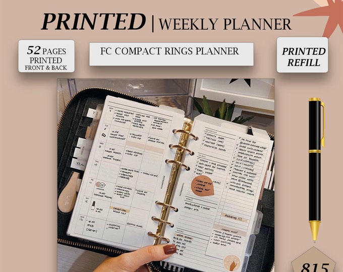 PRINTED FC Compact Weekly Planner Inserts, Weekly Undated Minimalist ...
