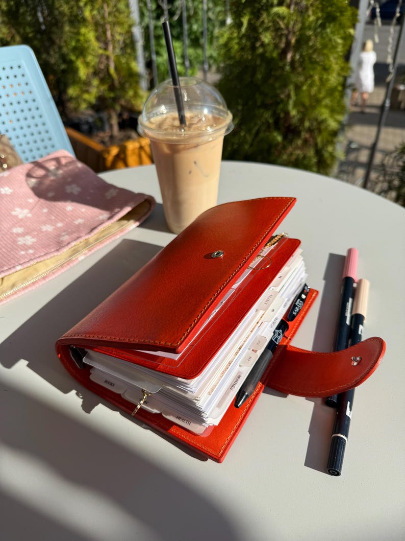 Leather 6-rings Planner Cover, Binder Handmade Genuine Leather Cover ...