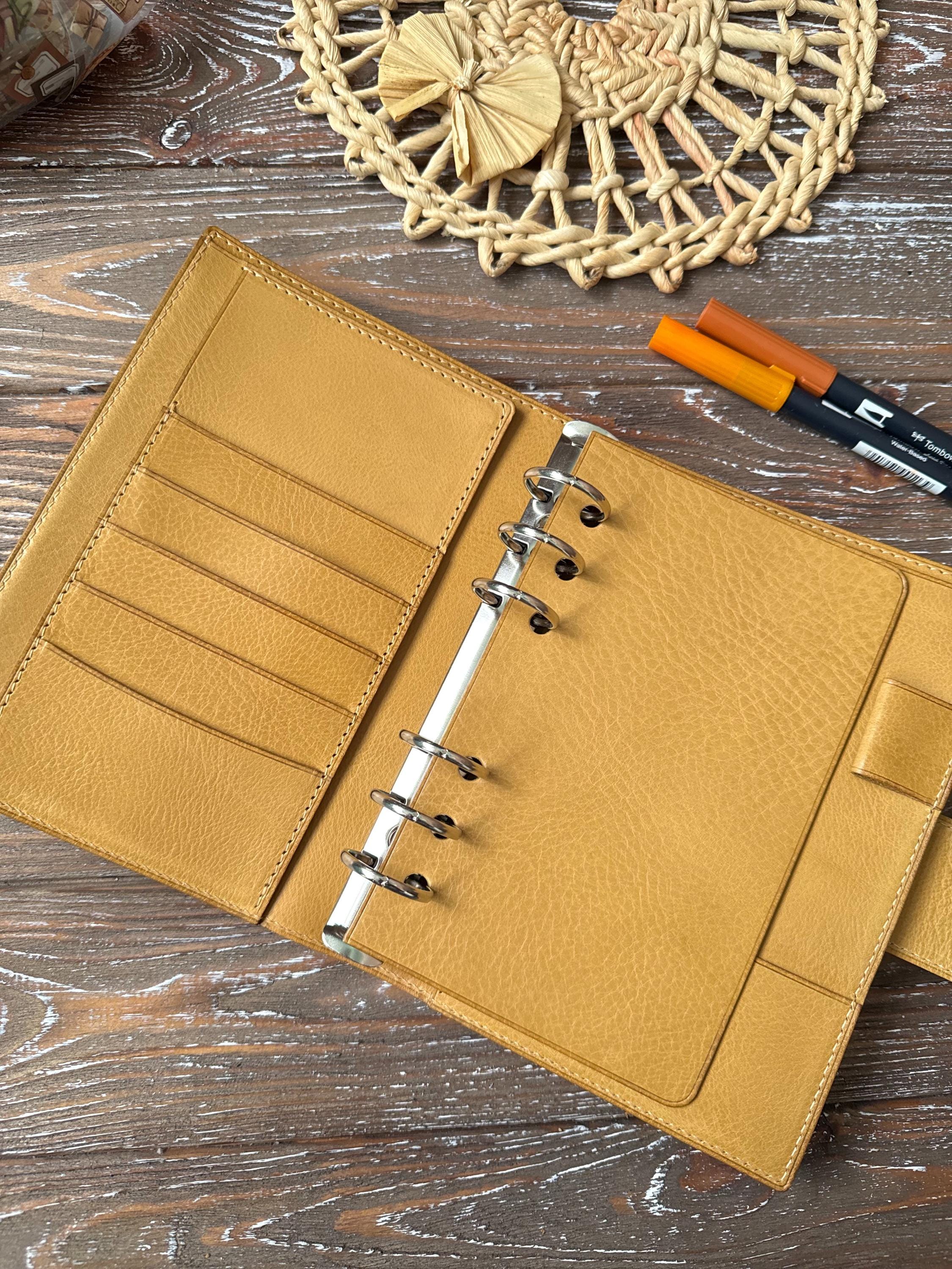 Leather 6-rings Planner Cover, Binder Handmade Genuine Leather Cover ...