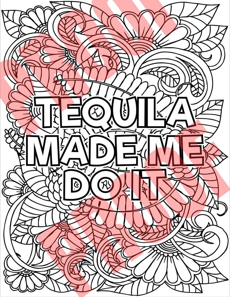 Printable Adult Word Coloring Pages, Unhinged Phrases, Adult Coloring ...