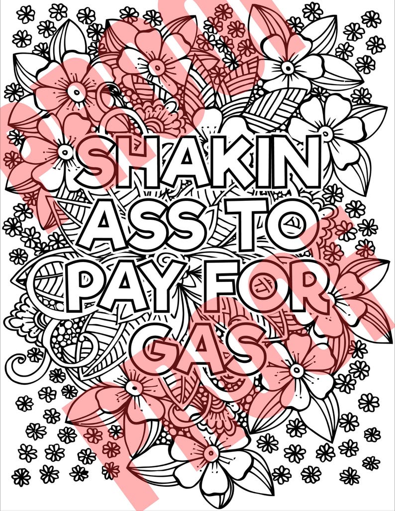 Printable Adult Word Coloring Pages, Unhinged Phrases, Adult Coloring ...