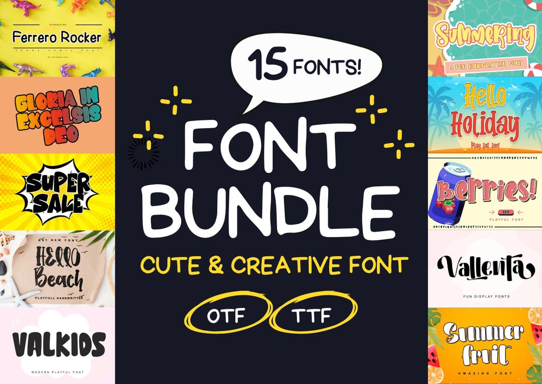 Cute Handwritten Font Bundle – 15 Script Fonts (TTF, OTF) - Etsy Australia