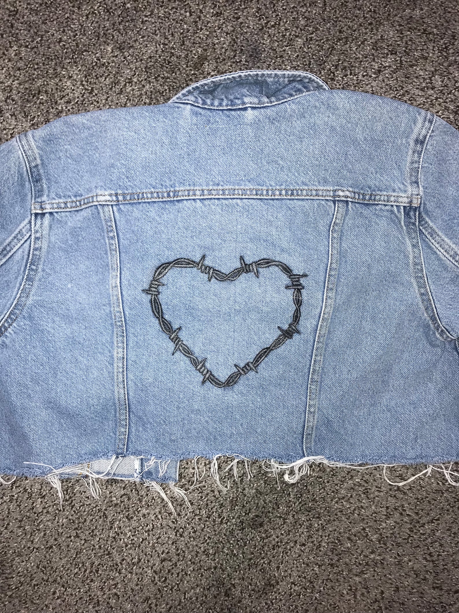 Hand-painted Dragon & Snake Denim Jacket - Cropped Light Wash (women's ...