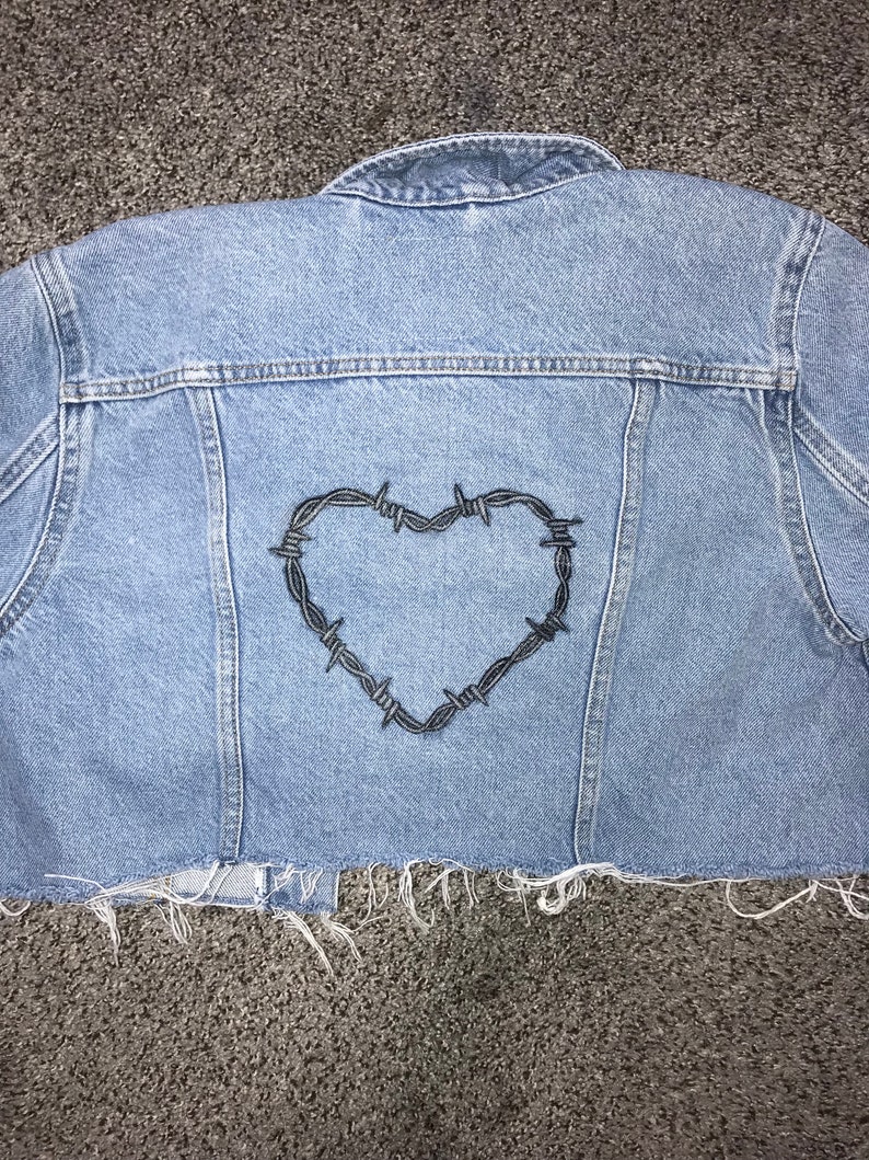 Hand-painted Dragon & Snake Denim Jacket - Cropped Light Wash (women's ...