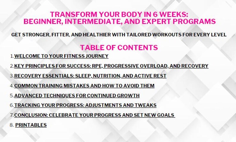 6-week Full Body Program | Beginner, Intermediate, Expert | 4-week ...