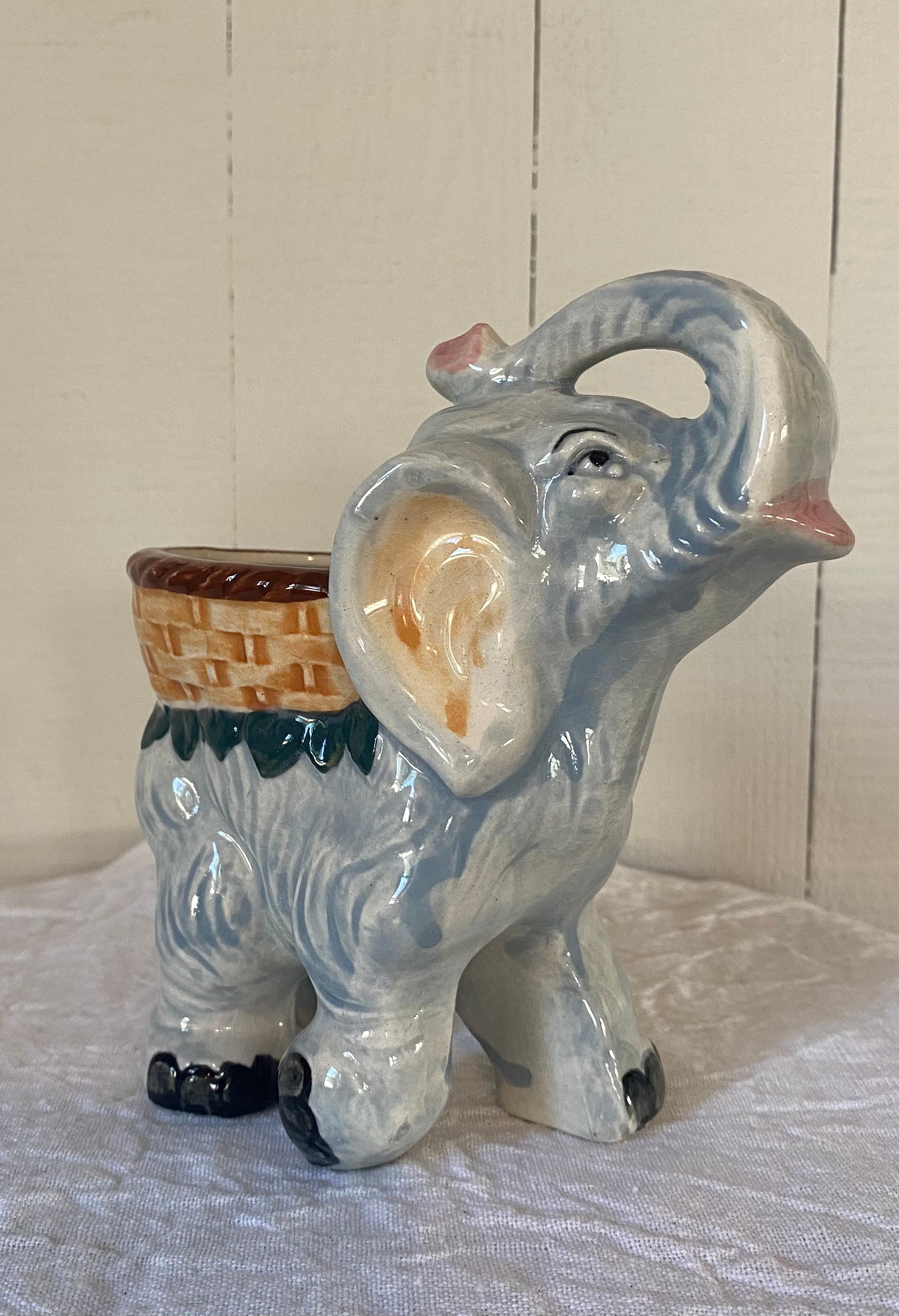 Vintage Ceramic Elephant Planter Made in Japan - Etsy