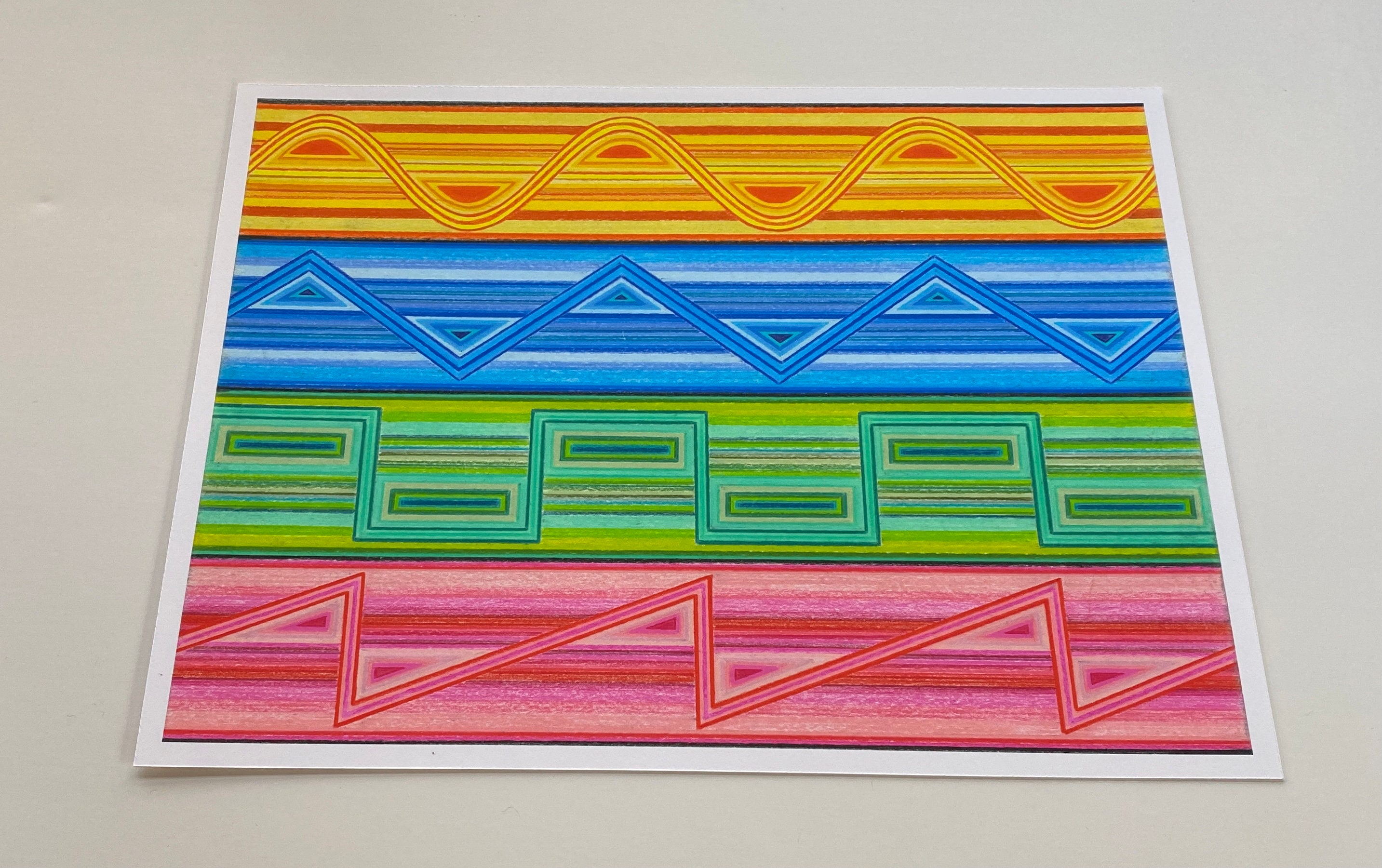 Waves Colored Pencil Drawing Print | Etsy