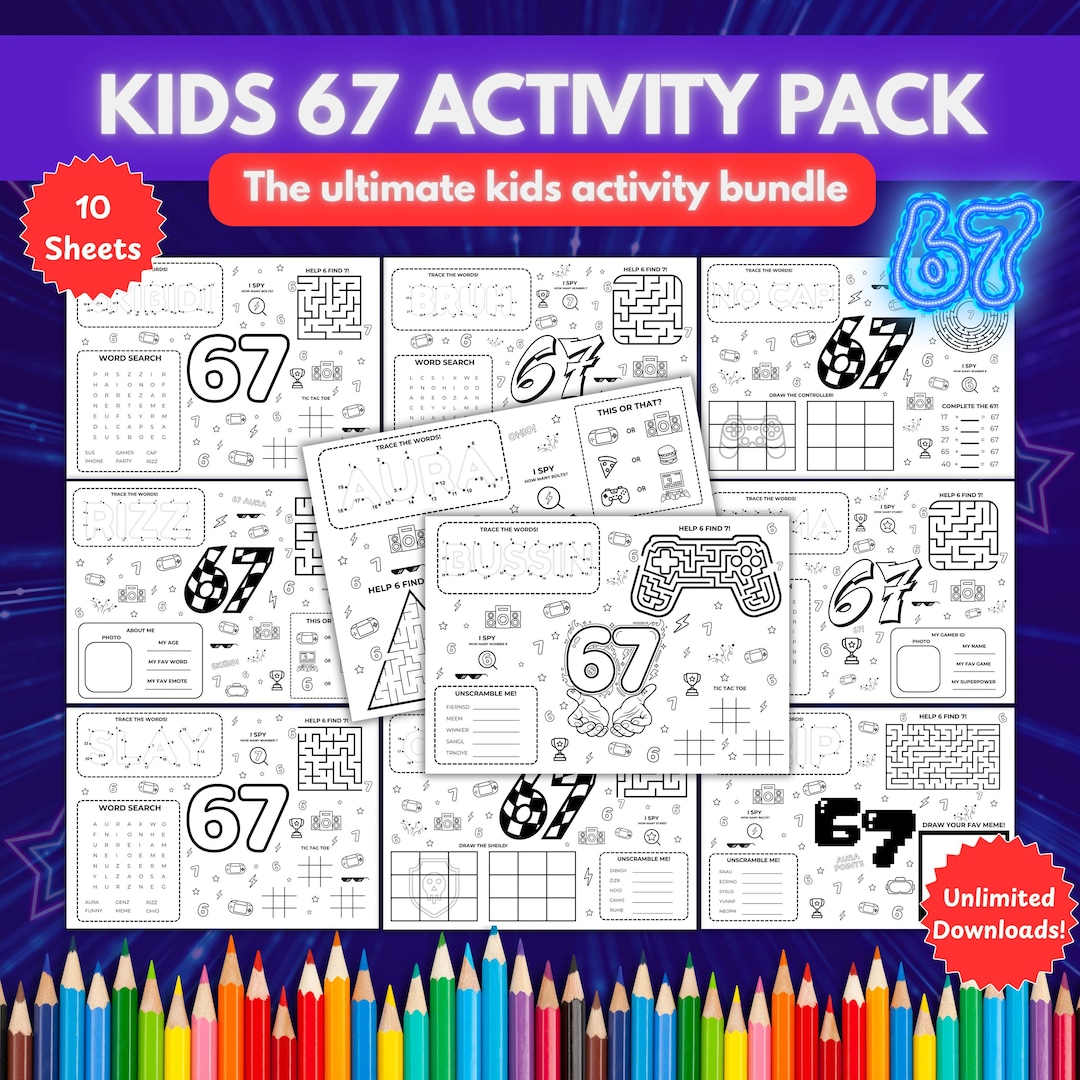 6 7 Meme Activity Sheets for Kids Printable Activity Bundle Fun Kids ...