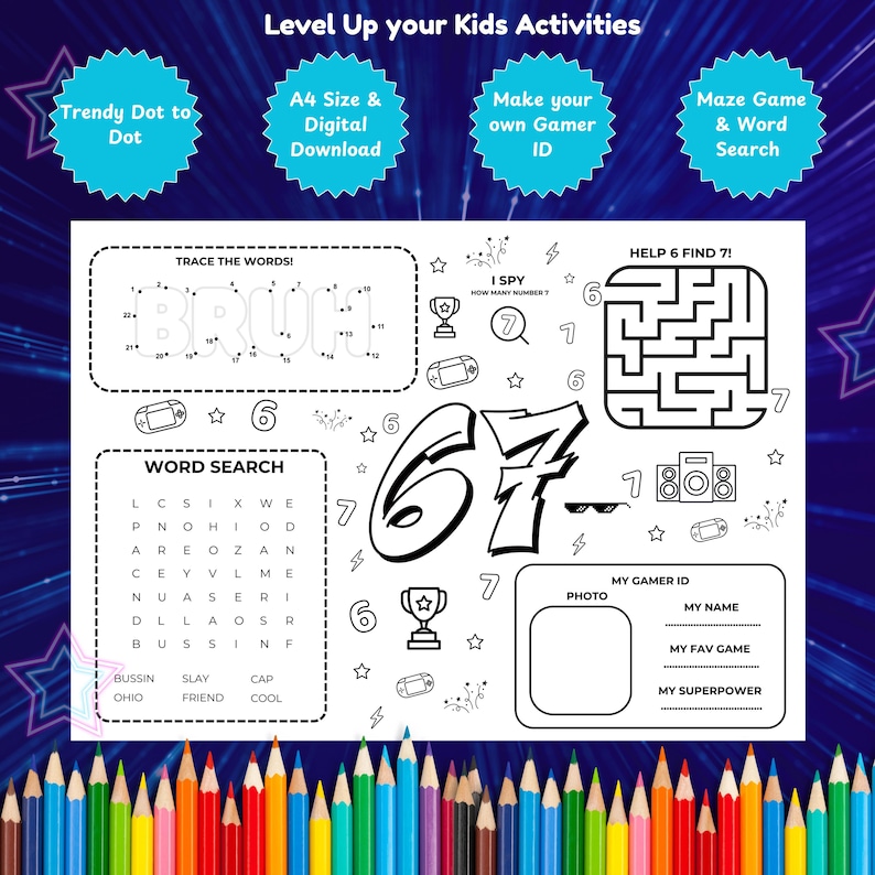 67 Activity Sheets for Kids Printable Dot to Dot, Maze, Word Search ...