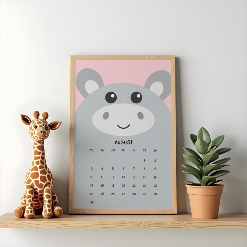 2026 Kids Calendar Printable – Cute Animal Monthly Calendar PDF ...