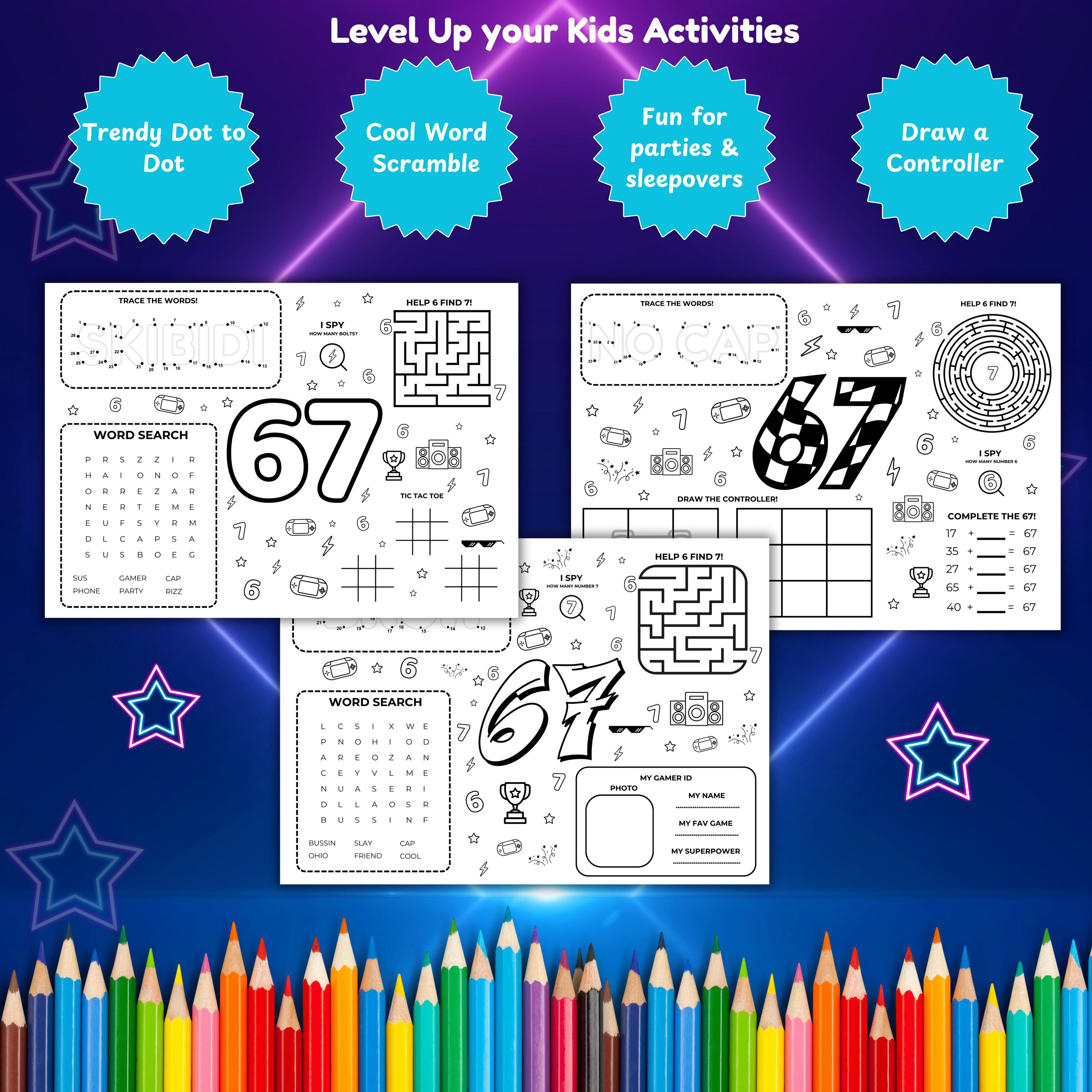 6 7 Meme Activity Sheets for Kids Printable Activity Bundle Fun Kids ...