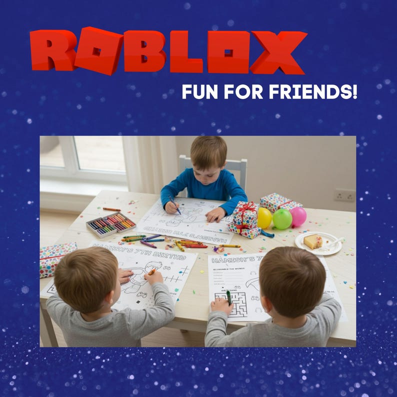 Roblox Birthday Party Activity Sheet Colouring Placemat – Word Search ...