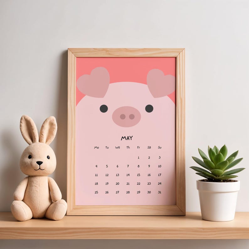 2026 Kids Calendar Printable – Cute Animal Monthly Calendar PDF ...